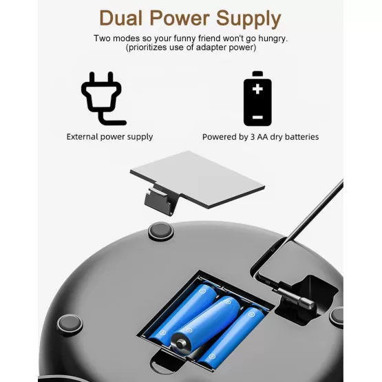 Wi-Fi-aktiveret smart foderautomat til kæledyr, 4L color Sort