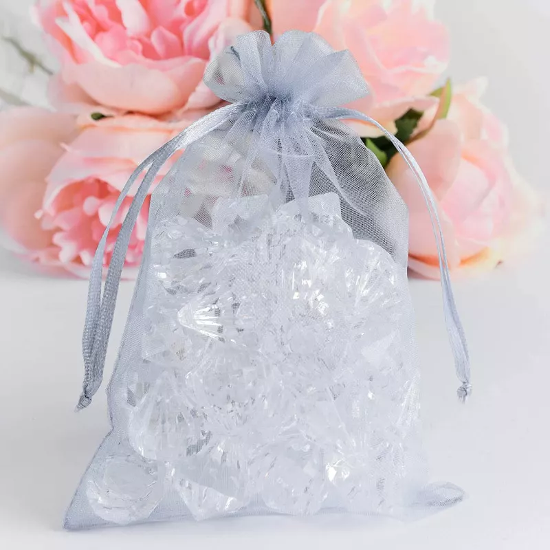 Små gaveposer med snor Organza 25-pak 7x9 cm