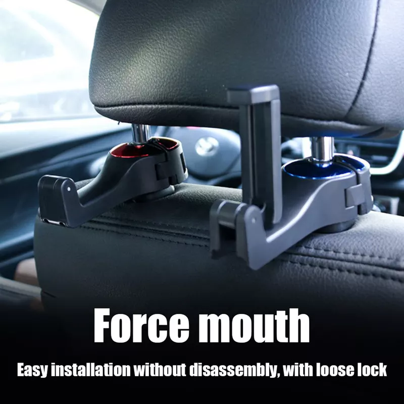 Multifunktionel krog/holder til bil nakkestøtte 2-pak