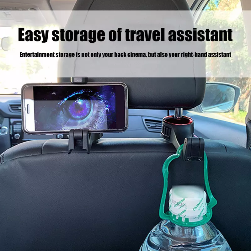 Multifunktionel krog/holder til bil nakkestøtte 2-pak