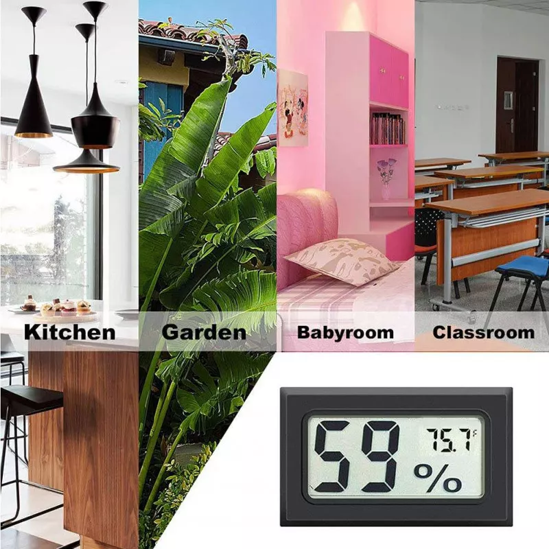 INF Mini digitalt hygrometer / termometer 5-pak color Sort