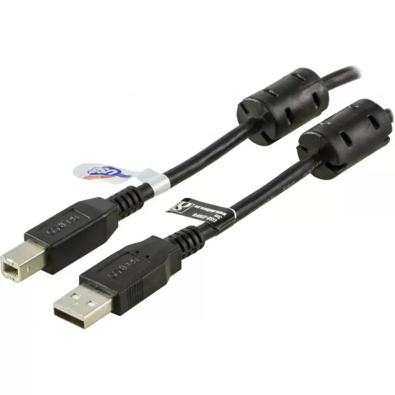 INF USB 2.0 cable Type A male Type B male ferrite cores 3m black