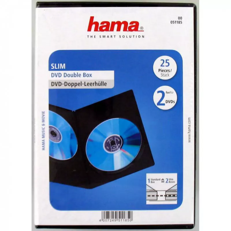 HAMA DVD-Box Dobbel Slim Sort 25-pak