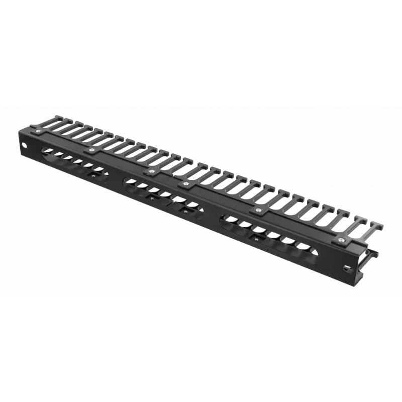 19" cable management, finger duct feedthrough, 1U, black