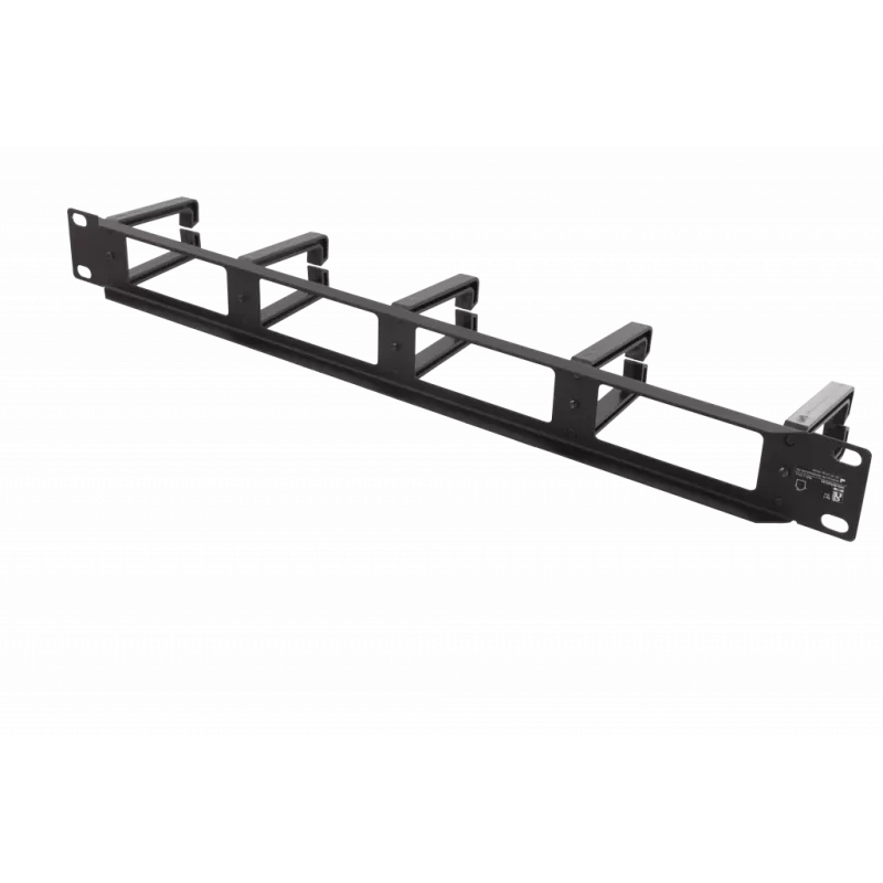 19" Cable panel, 1U, 5 brackets, cable management, black