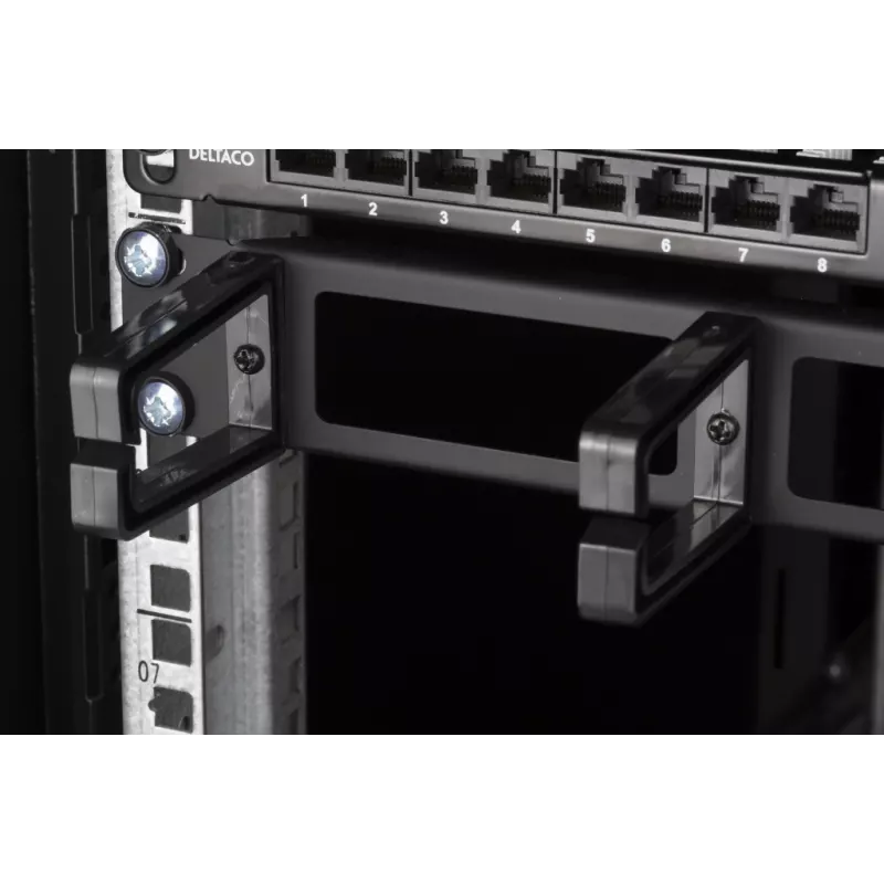 19" Cable panel, 1U, 5 brackets, cable management, black