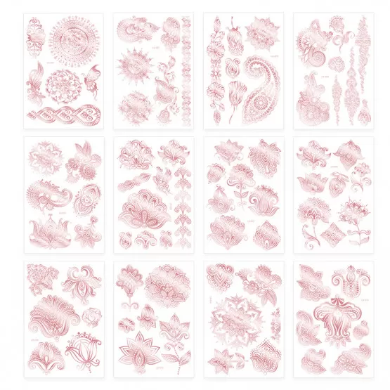 INF Midlertidige Tatoveringer, Metallic Henna Lace Tattoo Stickers (Sæt