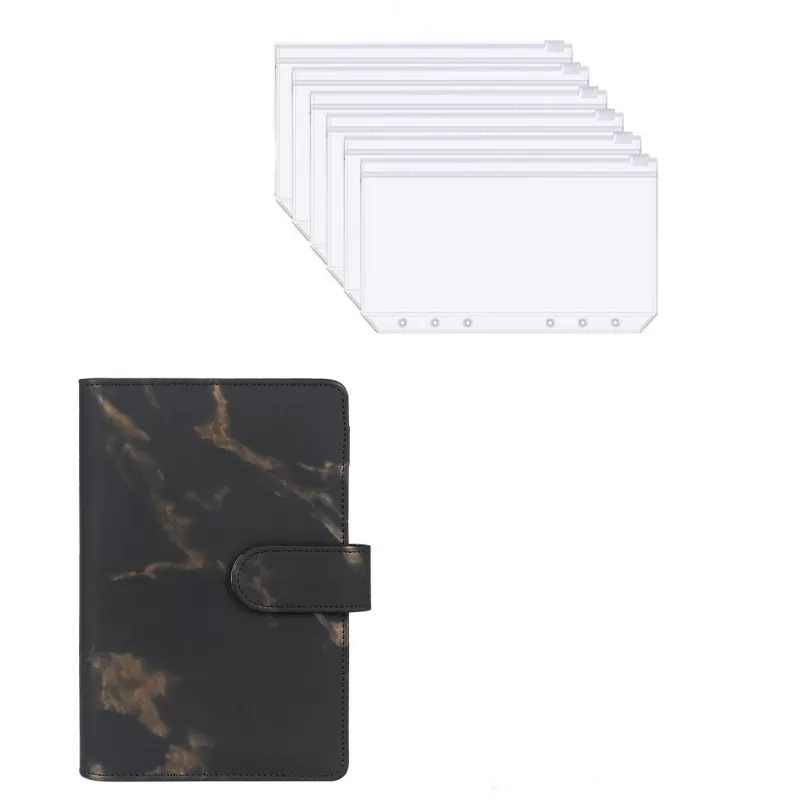 A6 notesbog cover med 8 styks ringbindslomme 6-hul