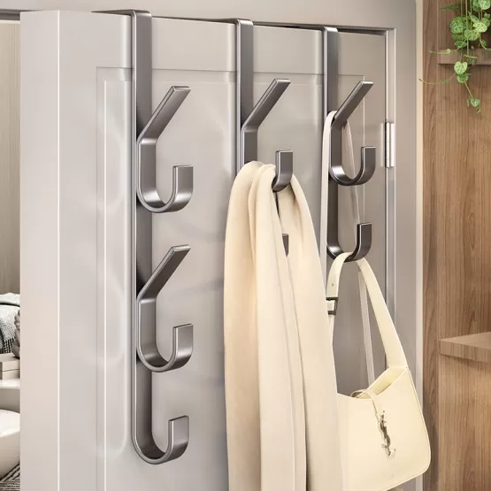 INF Foldbar krog grå 7-krog design til dør bagpå opbevaring