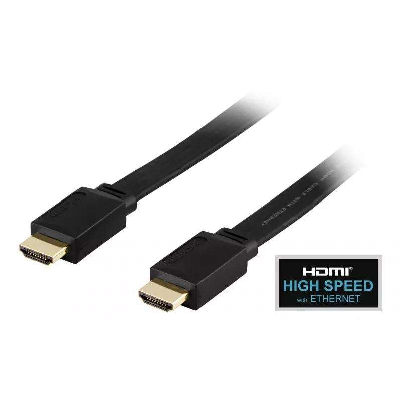 INF Flat HDMI cable, HDMI High Speed with Ethernet, 1.5m, black