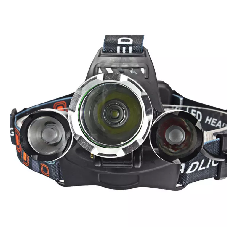 Vandtæt pandelampe med 3 LED genopladelige