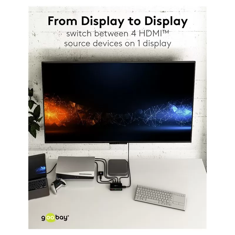 Manuel HDMI™ switch box 4 til 1 (4K 60 Hz)