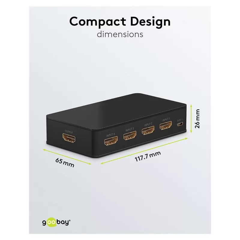 Manuel HDMI™ switch box 4 til 1 (4K 60 Hz)