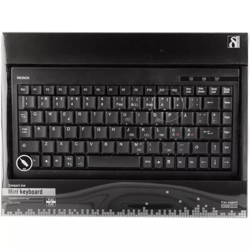 Quality mini keyboard, 89 keys, Nordic layout, USB, black
