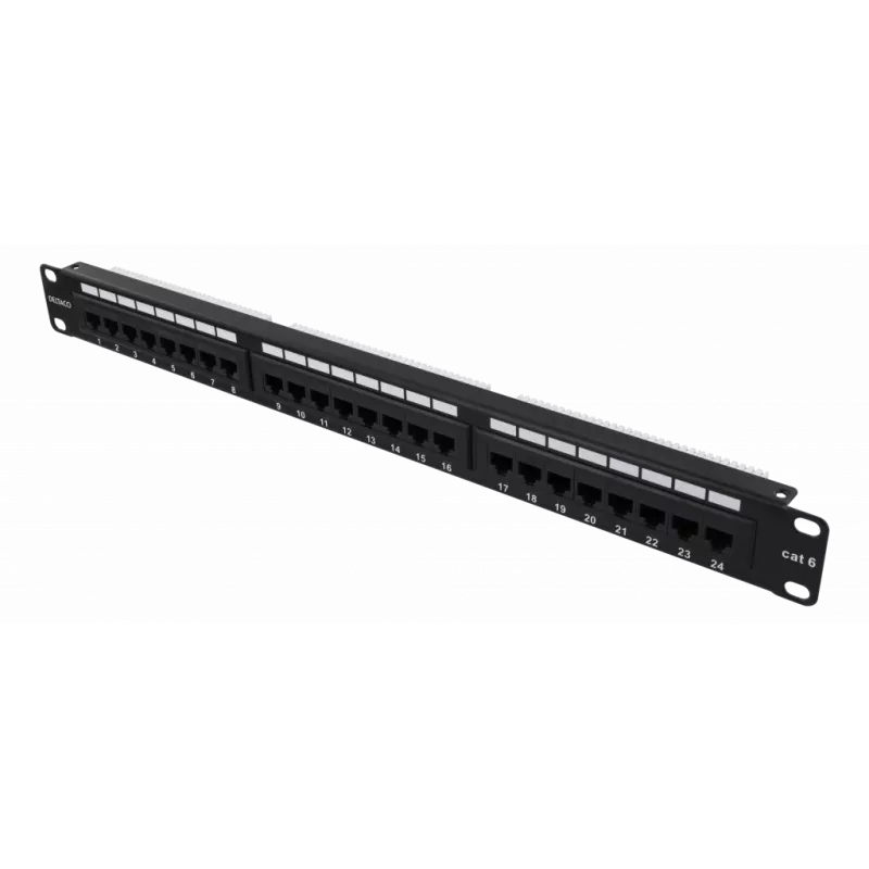 INF UTP patchpanel 24xRJ45 Cat6 Krone blokke 1U 19" etiketter