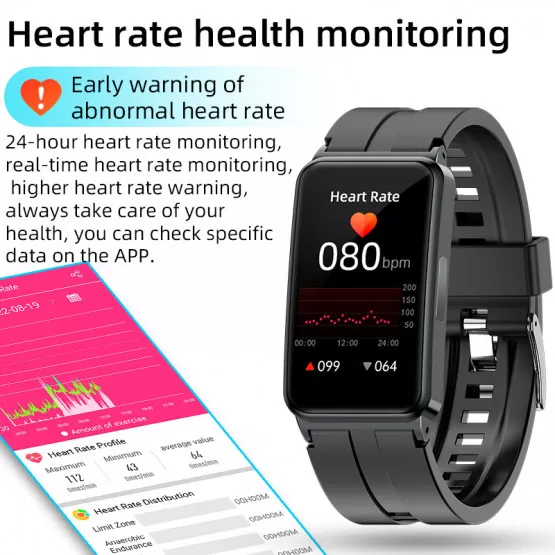 INF Smartwatch med EKG/HRV-puls, sportstilstande